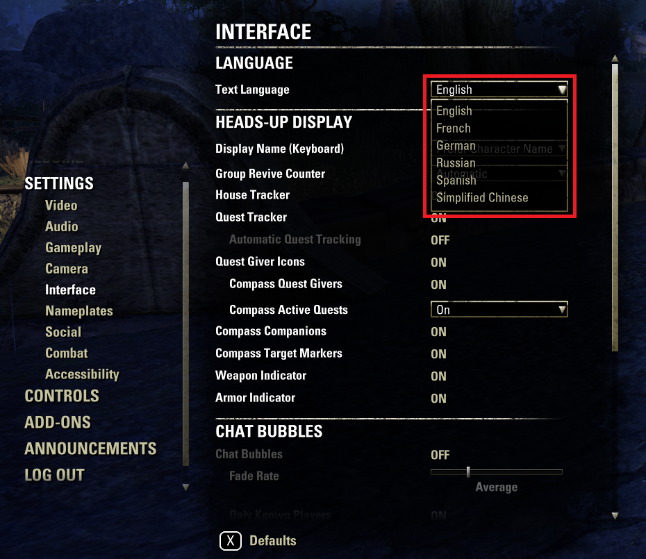 How do I change my language in The Elder Scrolls Online on PC/Mac ...
