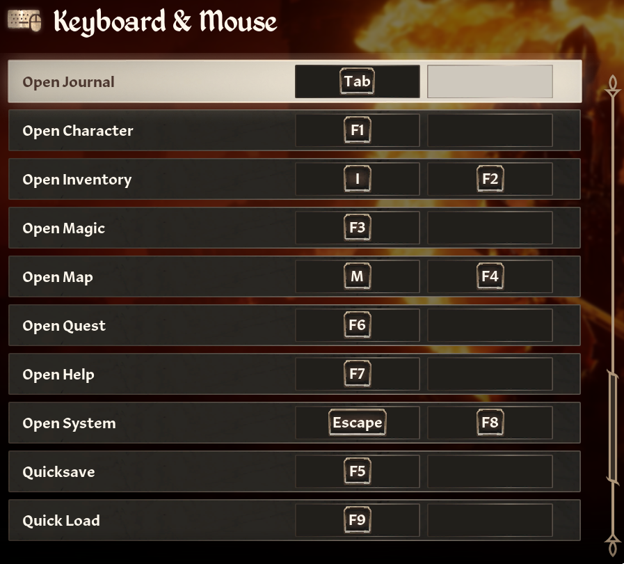 Mouse/Keyboard - Controls - The Elder Scrolls IV: Oblivion Remastered - Bethesda Support
